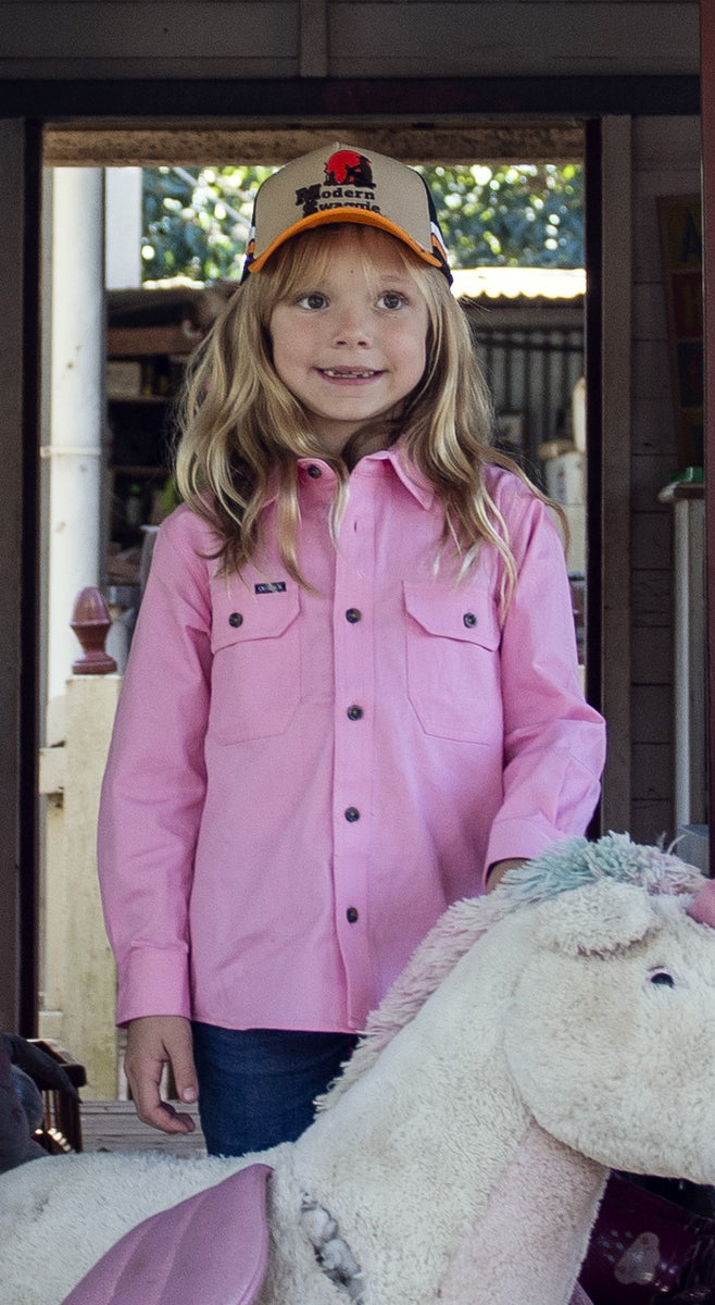'OUTBACK' Kids CHARLEVILLE Pink Full Button Work Shirt – Modern Swaggie